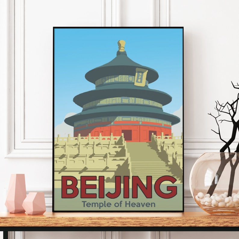 Beijing Travel Poster China Print China Minimalist Temple - Etsy