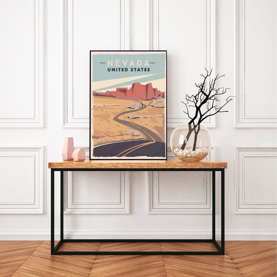 Nevada Travel Poster, Nevada Rustic Poster, Nevada Print, Valley of ...