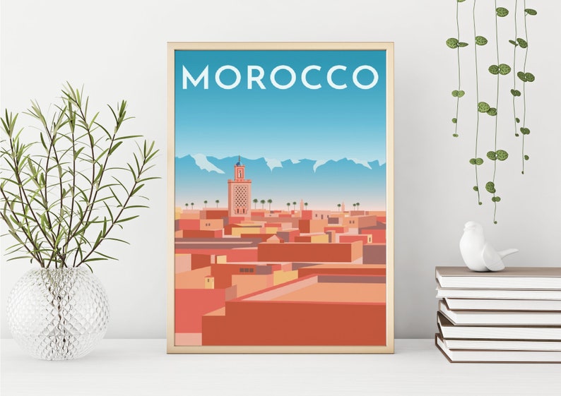 Morocco Poster Morocco Retro Art Print Decor Arabic Poster | Etsy