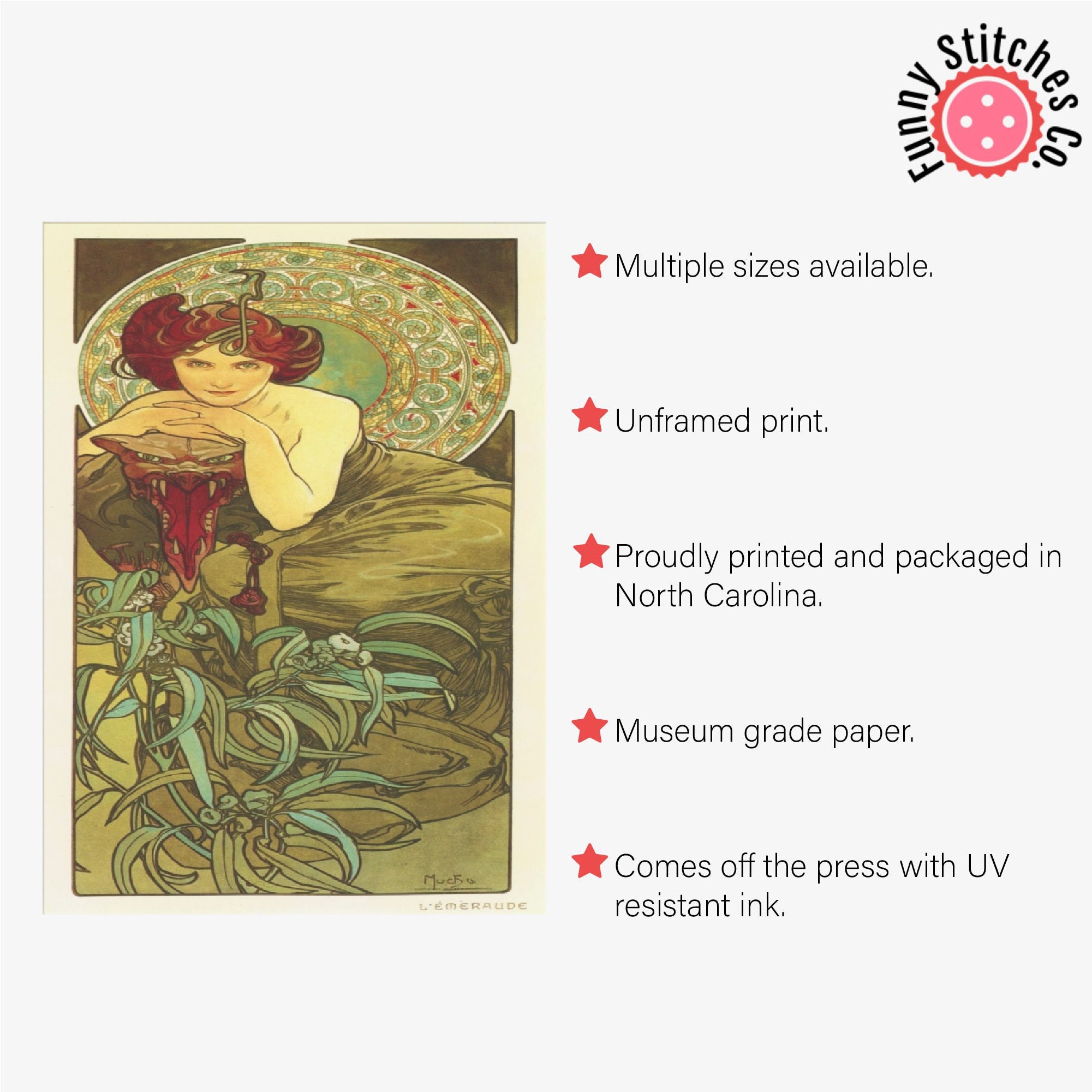 Art Nouveau Alphonse Mucha the Emerald Art Nouveau Print - Etsy