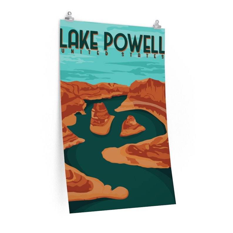 Lake Powell Travel Poster Lake Powell Utah Glen Canyon | Etsy