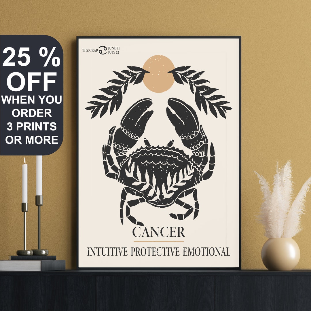 Cancer Astrology Print, Cancer Zodiac Gifts, Cancer Birthday Prints ...