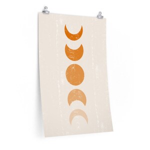 Neutral Moon Phases Boho Print, Lunar Cycle, Celestial Wall Art, Earthy ...