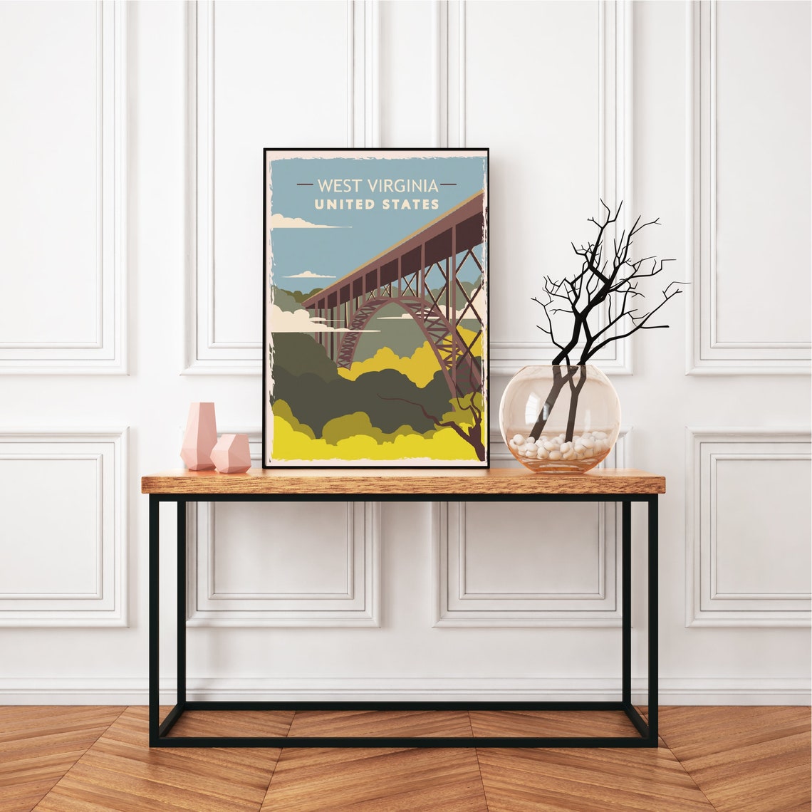 West Virginia Travel Poster New River Gorge Bridge West | Etsy