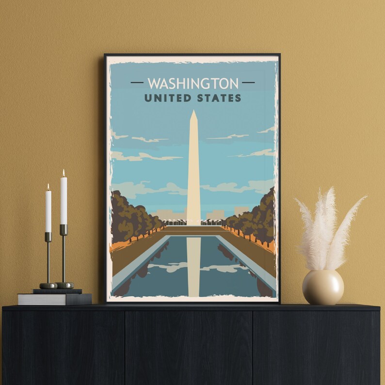 Washington DC Travel Poster Washington Monument Lincoln - Etsy