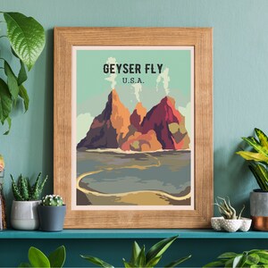 Nevada Travel Poster, Fly Geyser Print, Geyser Fly Artwork, Washoe ...