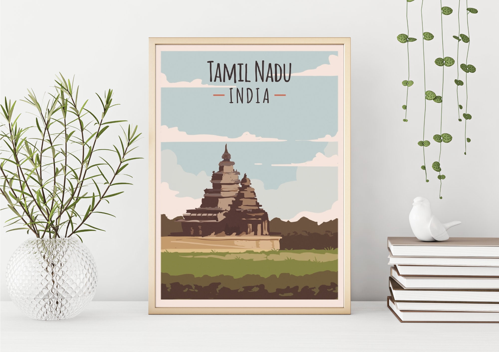 Tamil Nadu Travel Poster Inidia Print Mahabalipuram Temple - Etsy