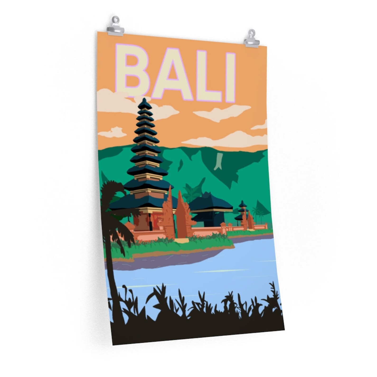 Bali Travel Poster Indonesia Travel Wall Art Indonesia | Etsy