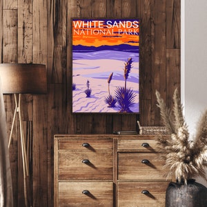White Sands National Park Poster, New Mexico Print, Yucca Elata, New ...