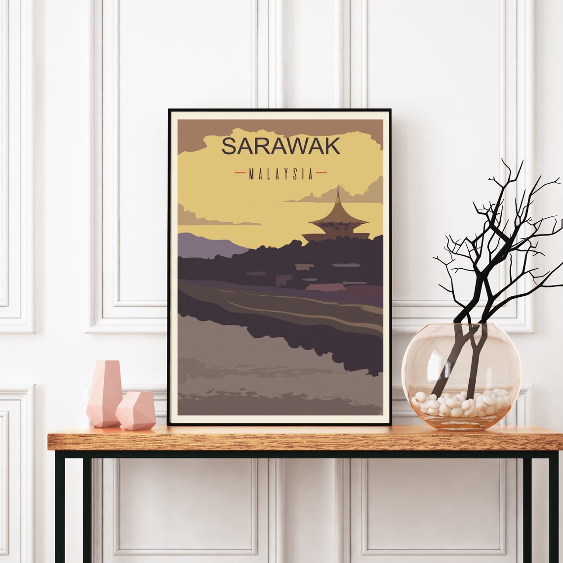 Malaysia Travel Poster Sarawak Print Borneo Kuching Sarawak | Etsy
