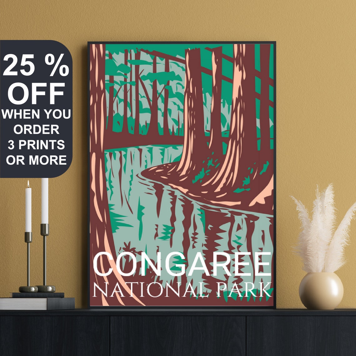 Congaree National Park Travel Poster South Carolina USA Art - Etsy