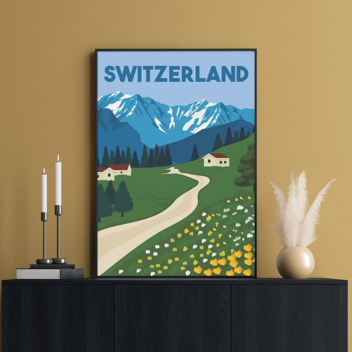 Switzerland Poster Mountain Print Swiss Alps Poster Swiss - Etsy