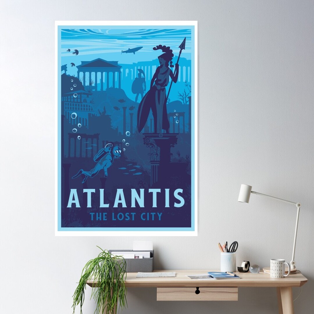 Atlantis Print the Lost City Vintage Travel Poster the Atlantic Print ...