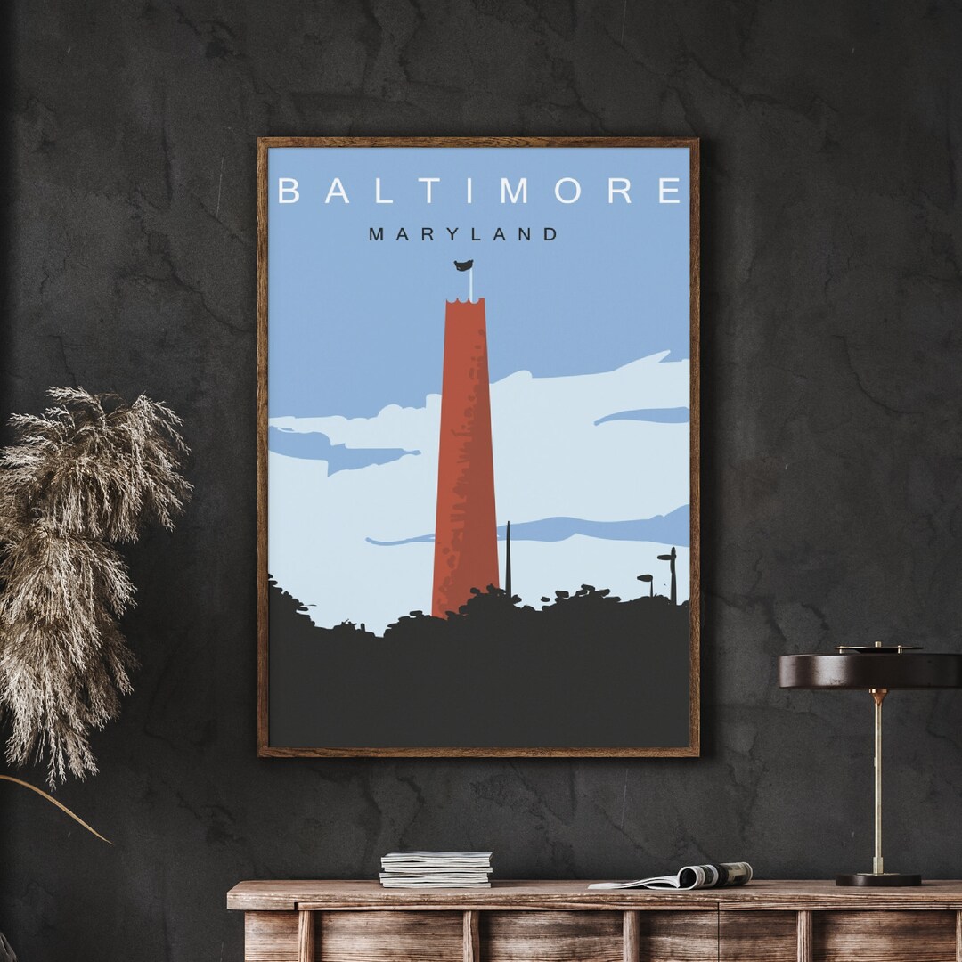 Baltimore Travel Poster, Phoenix Shot Tower, Baltimore Decor, Baltimor ...
