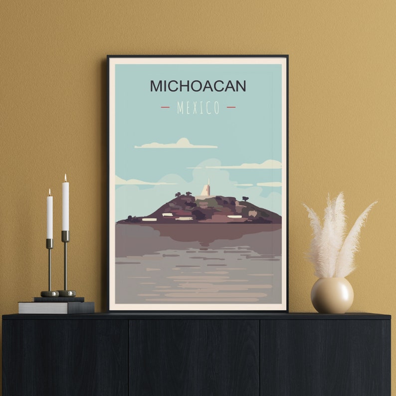 Mexico Travel Poster Michoacan Print Isla De Janitzio Lake | Etsy
