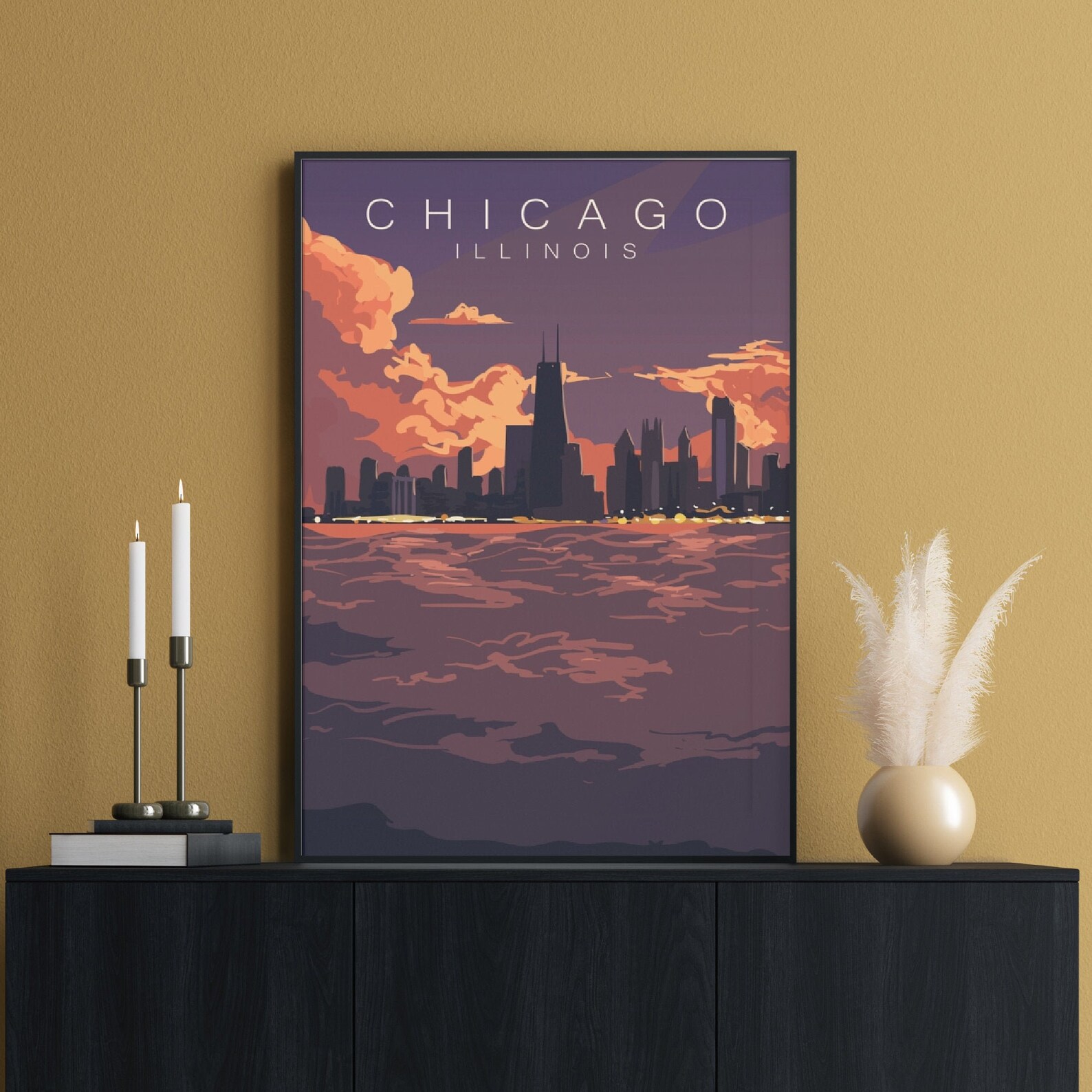 Chicago Travel Poster Chicago Wall Art Illinois USA Chicago | Etsy