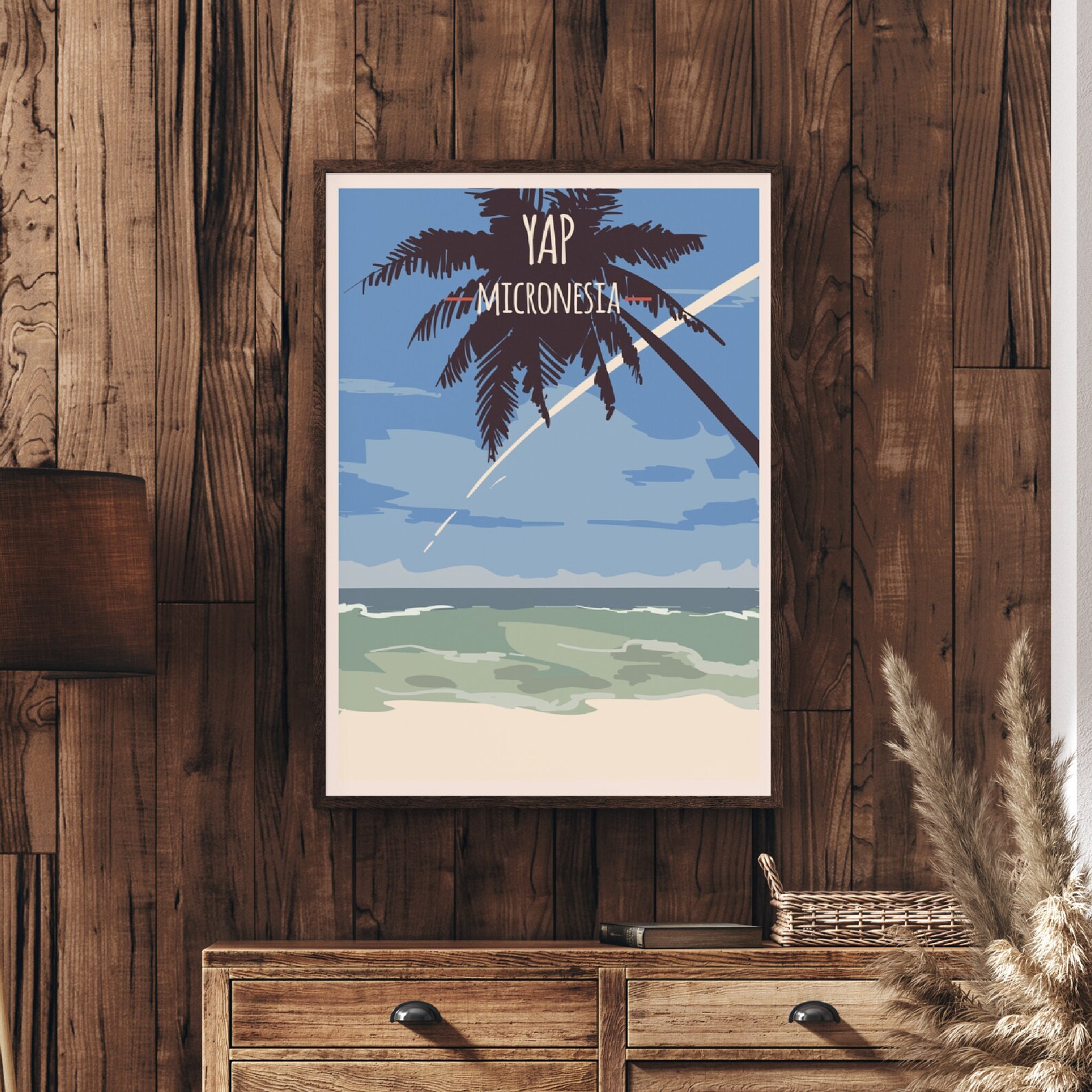 Micronesia Travel Poster Yap Print Pacific Ocean Art | Etsy