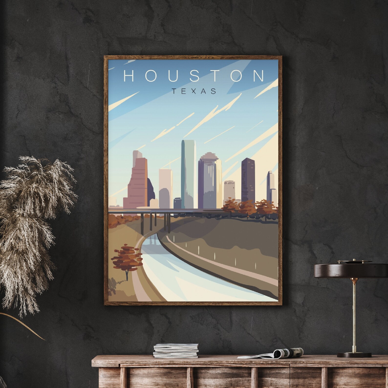 Houston Travel Poster Texas Poster Space City Houston Art | Etsy