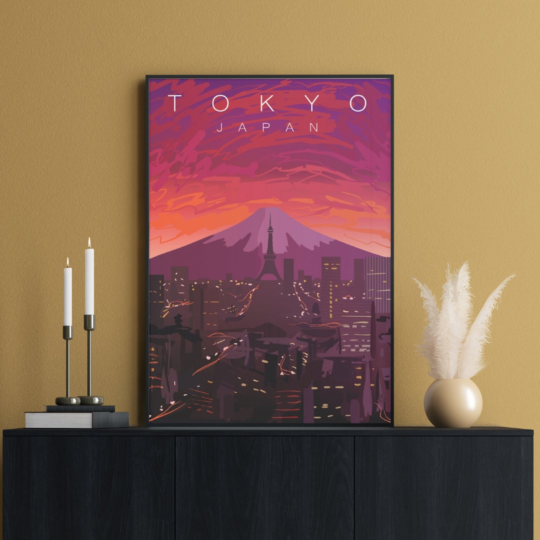Tokyo Japan Travel Poster, Japan Poster, Tokyo Skyline, Japan Wall Art ...