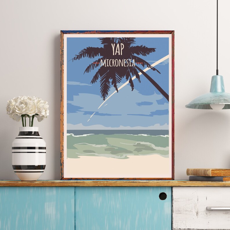 Micronesia Travel Poster Yap Print Pacific Ocean Art - Etsy