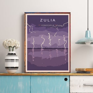 Venezuela Travel Poster, Zulia Print, Catatumbo Lightning, Lake ...