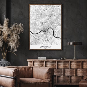 Cincinnati City Map, Ohio Map Art, Map of Cincinnati, City Street Map ...