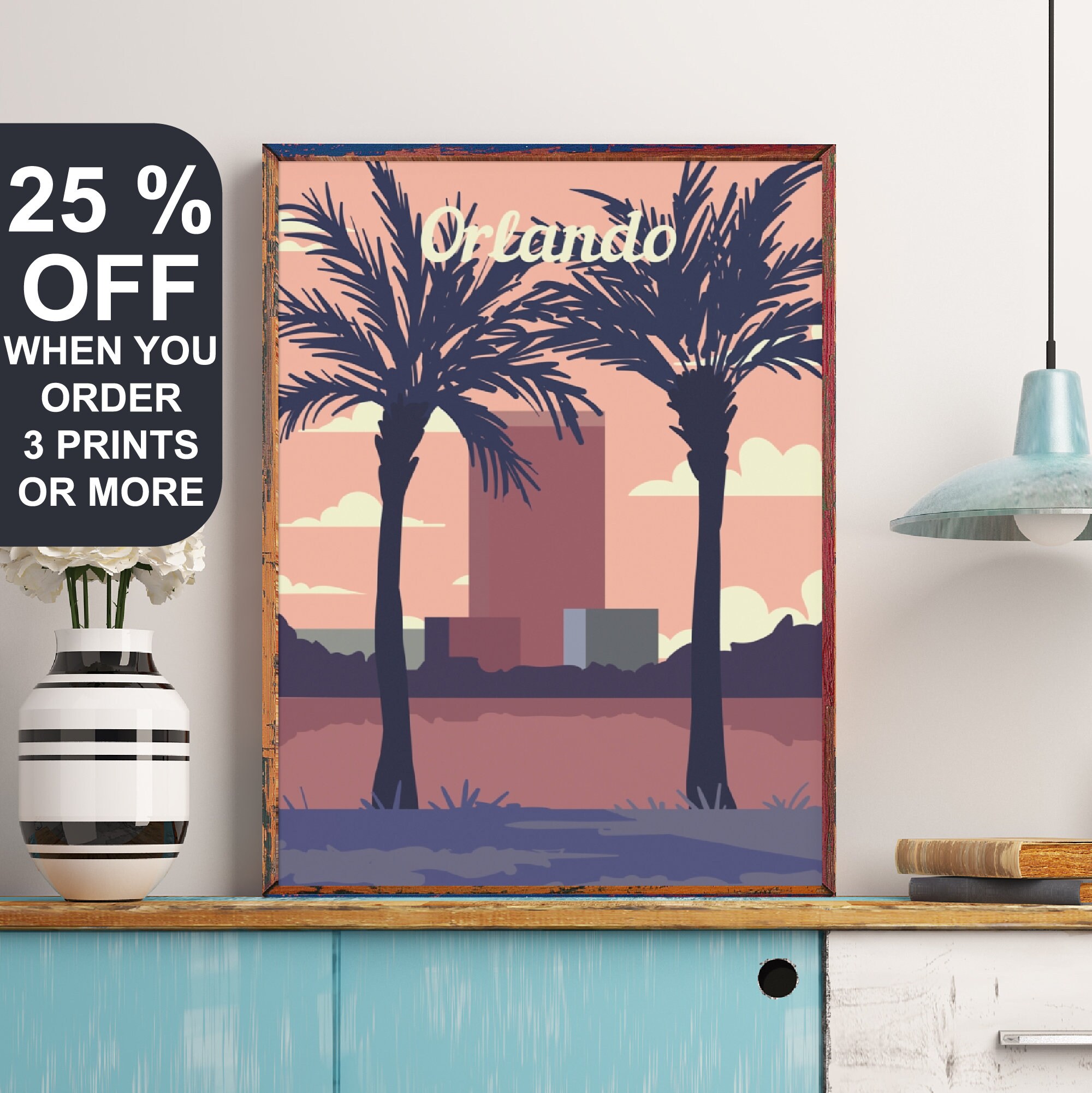 Orlando Print Florida Travel Poster Orlando Decor America | Etsy
