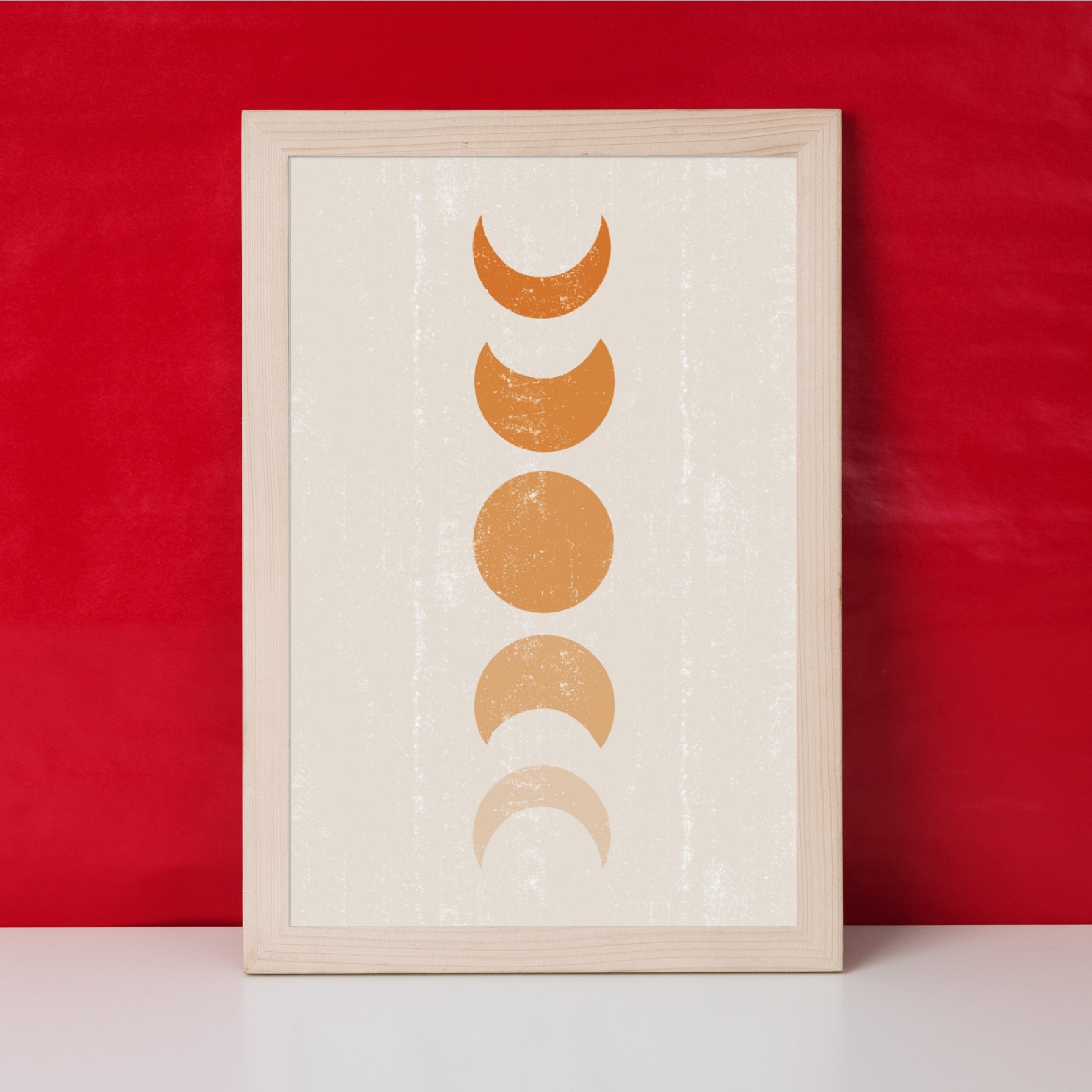 Neutral Moon Phases Boho Print Lunar Cycle Celestial Wall - Etsy