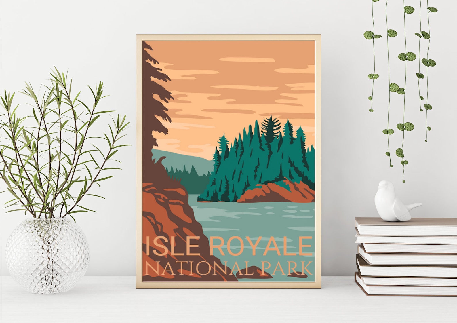 Isle Royale National Park Print Retro Travel Poster Windigo | Etsy