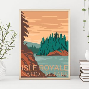 Isle Royale National Park Print, Retro Travel Poster, Windigo Lake ...