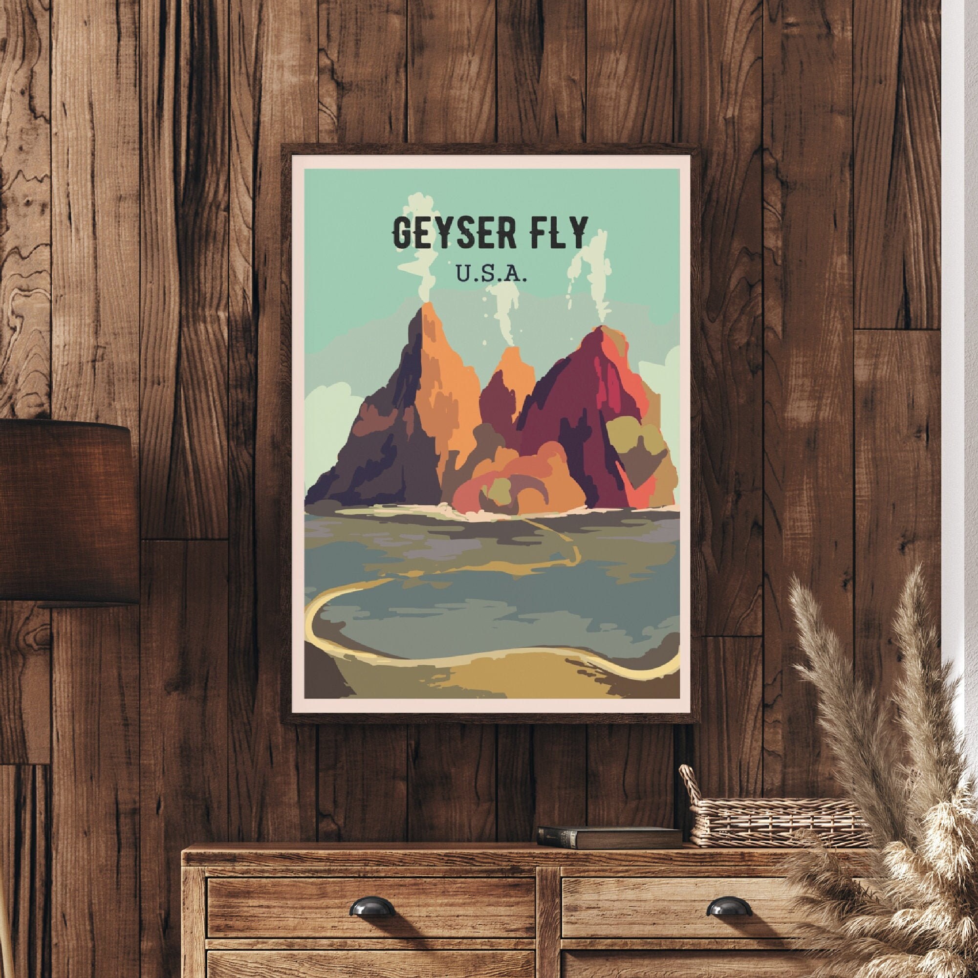 Nevada Travel Poster Fly Geyser Print Geyser Fly Artwork | Etsy