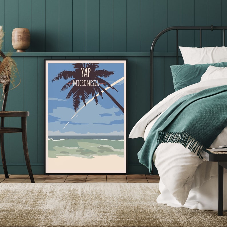 Micronesia Travel Poster Yap Print Pacific Ocean Art | Etsy