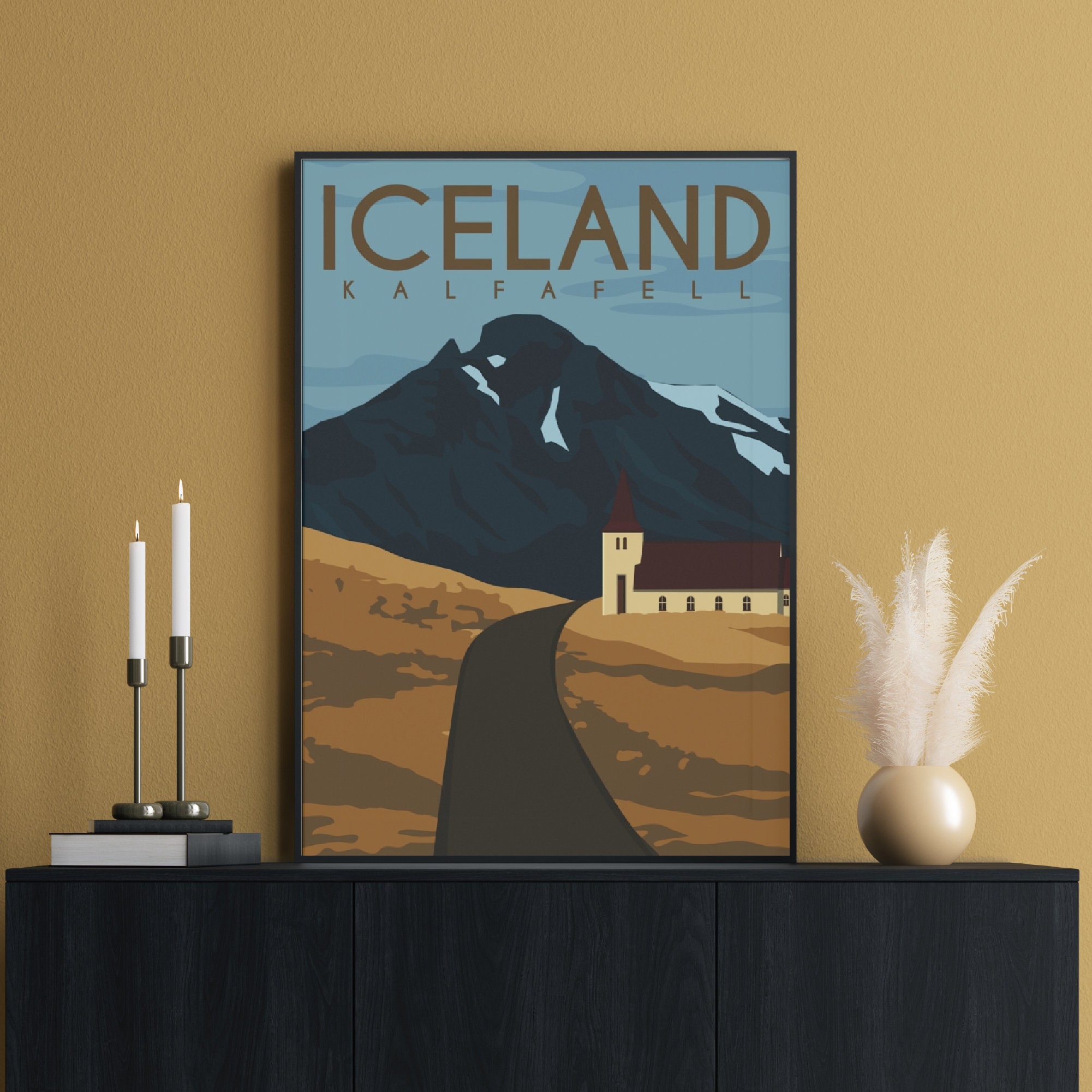 Iceland Travel Poster Scandinavian Print Nordic Poster - Etsy