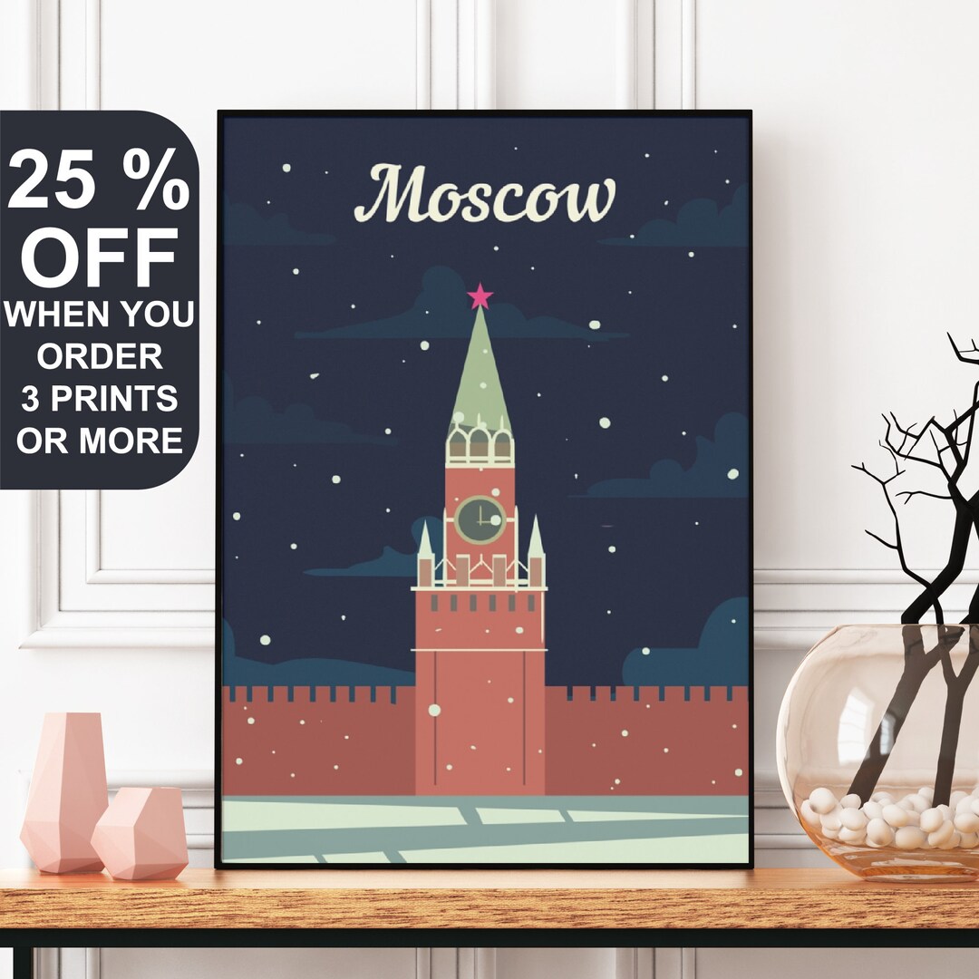 Russia Print, Moscow Poster, Kremlin Wall Art, Red Square, Russia ...