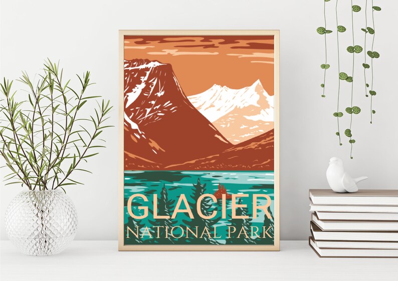 Glacier National Park Poster Montana Poster Glacier Poster - Etsy