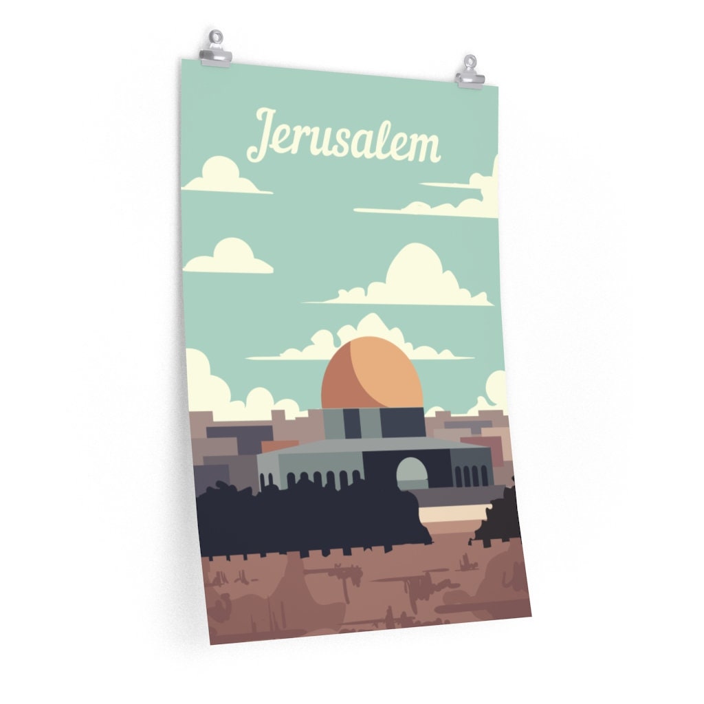 Jerusalem Travel Poster Dome of the Rock Print the Old City - Etsy