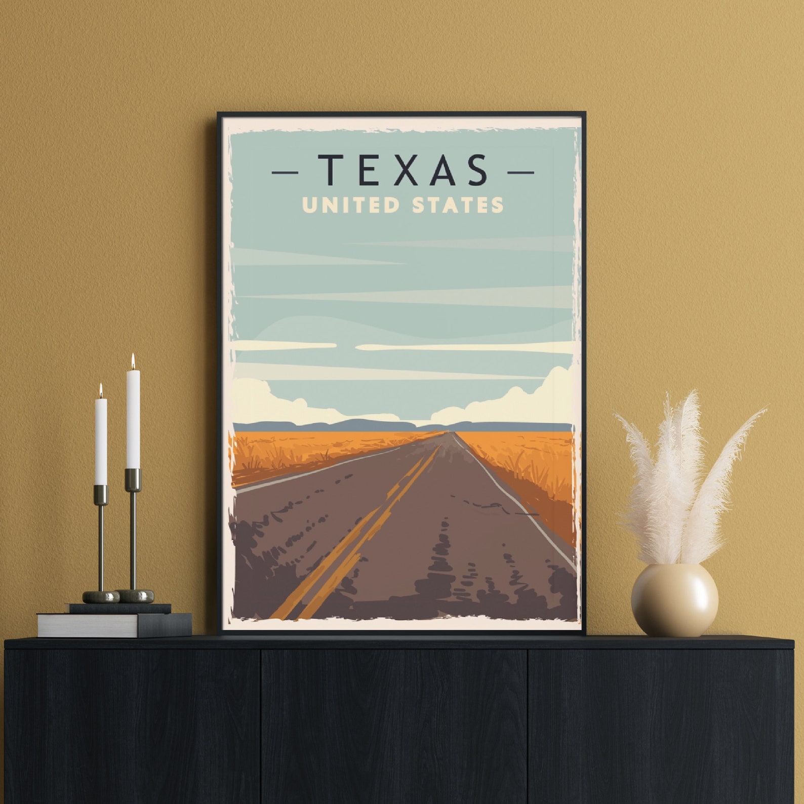 Texas Travel Poster Texas State Map Poster the Lone Star | Etsy