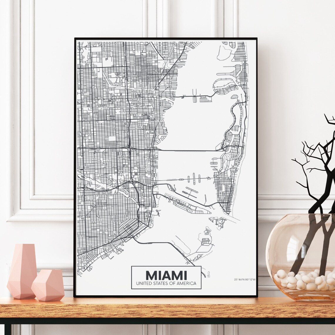 Miami Map Print Florida Map Poster Map of Miami Home Map | Etsy