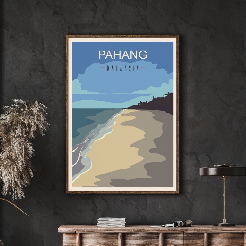 Malaysia Travel Poster Pahang Print Balok Beach Batu Hitam - Etsy