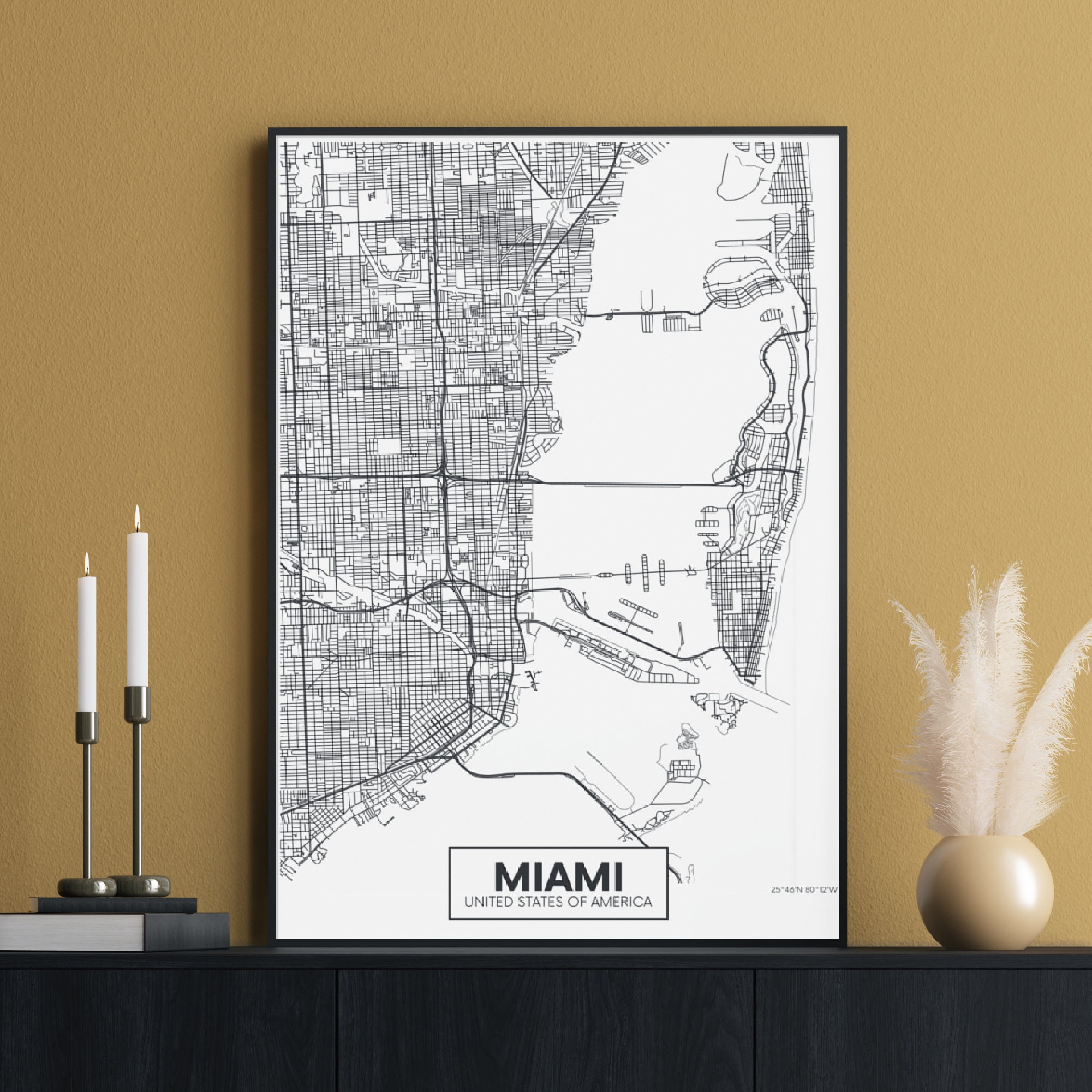 Miami Map Print Florida Map Poster Map of Miami Home Map | Etsy