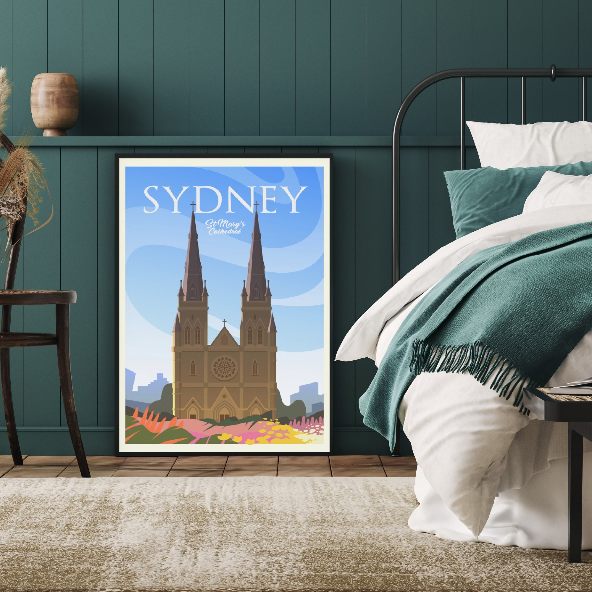 Sydney Travel Poster Australia Print St Mary's | Etsy