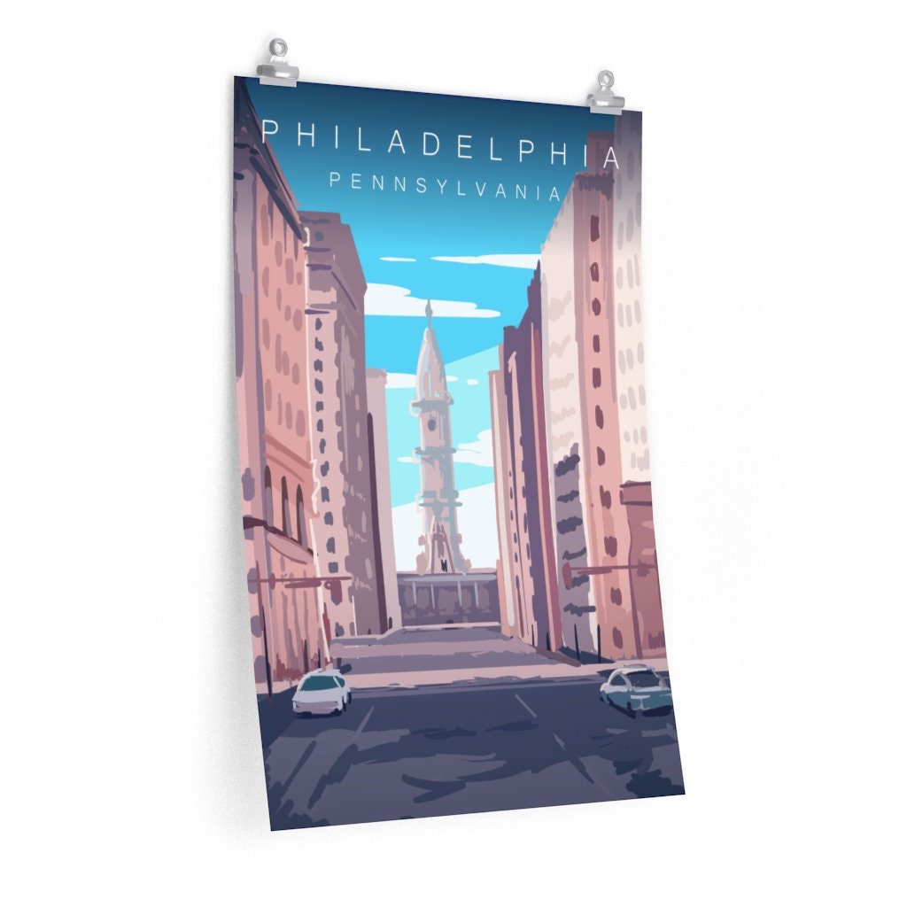 Philadelphia Travel Poster Philadelphia Print City Hall Wall - Etsy