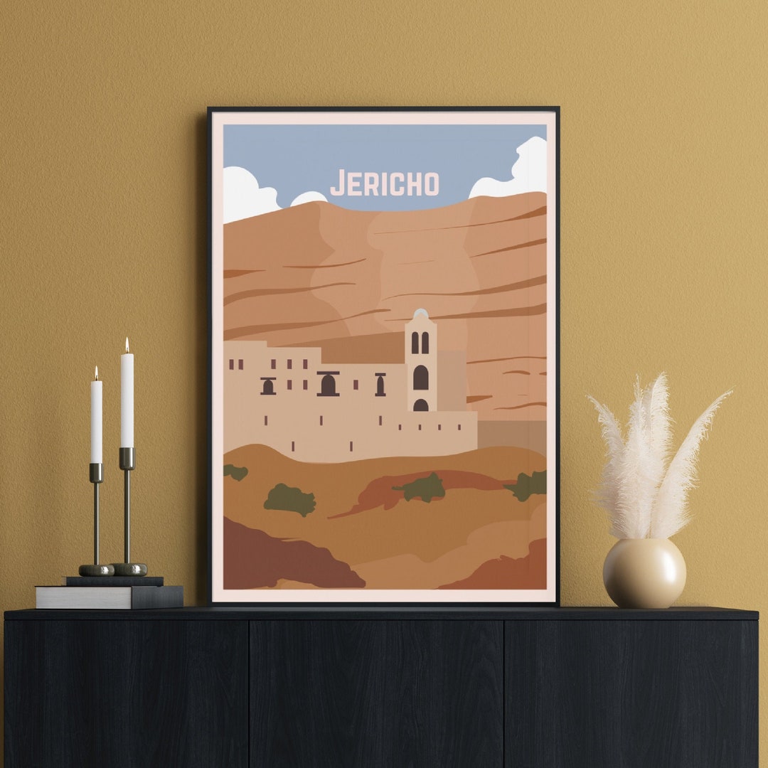 Jericho Travel Poster Palestine Decor Mount of Temptation - Etsy