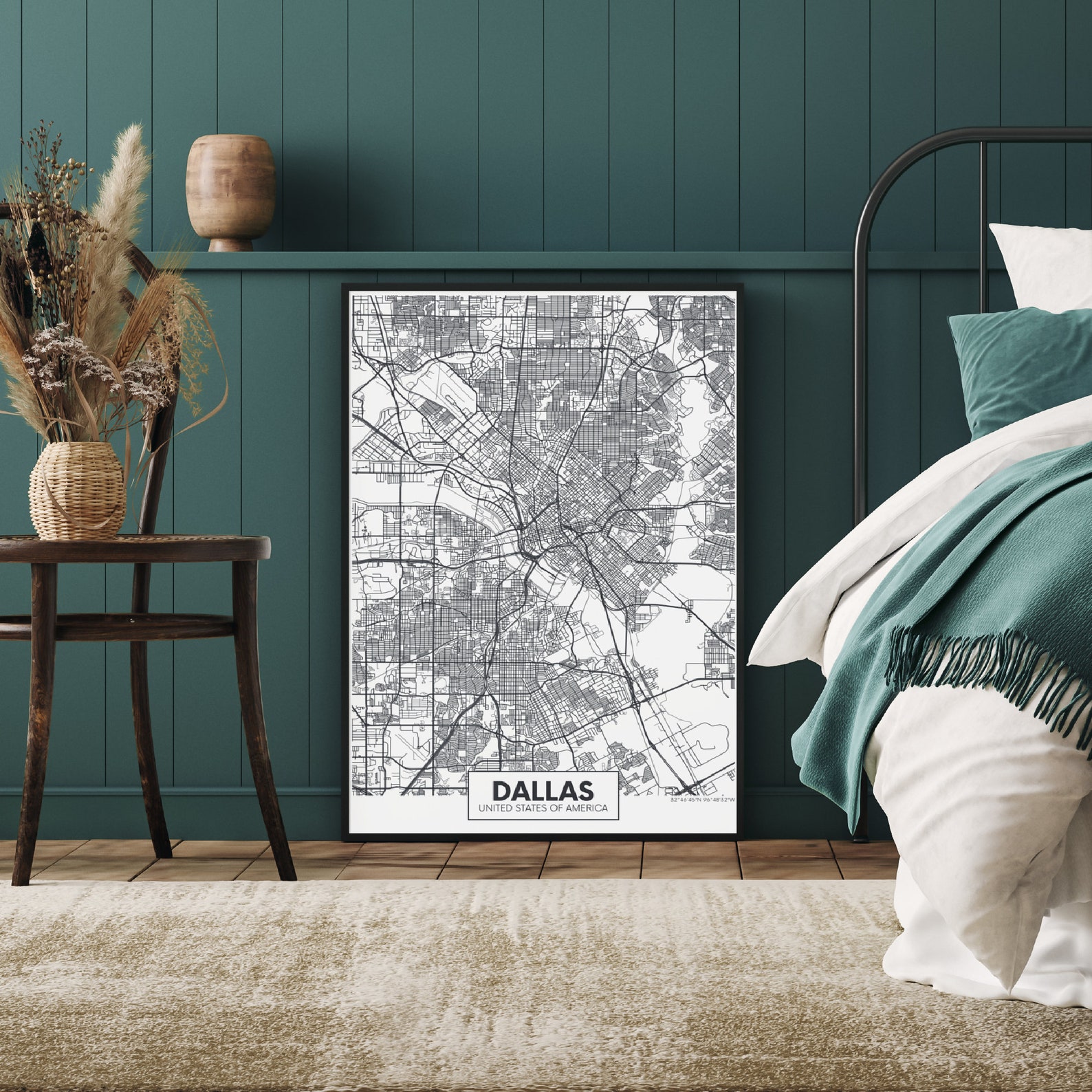 Dallas Map Art Print Texas Map Poster Dallas Gift City | Etsy