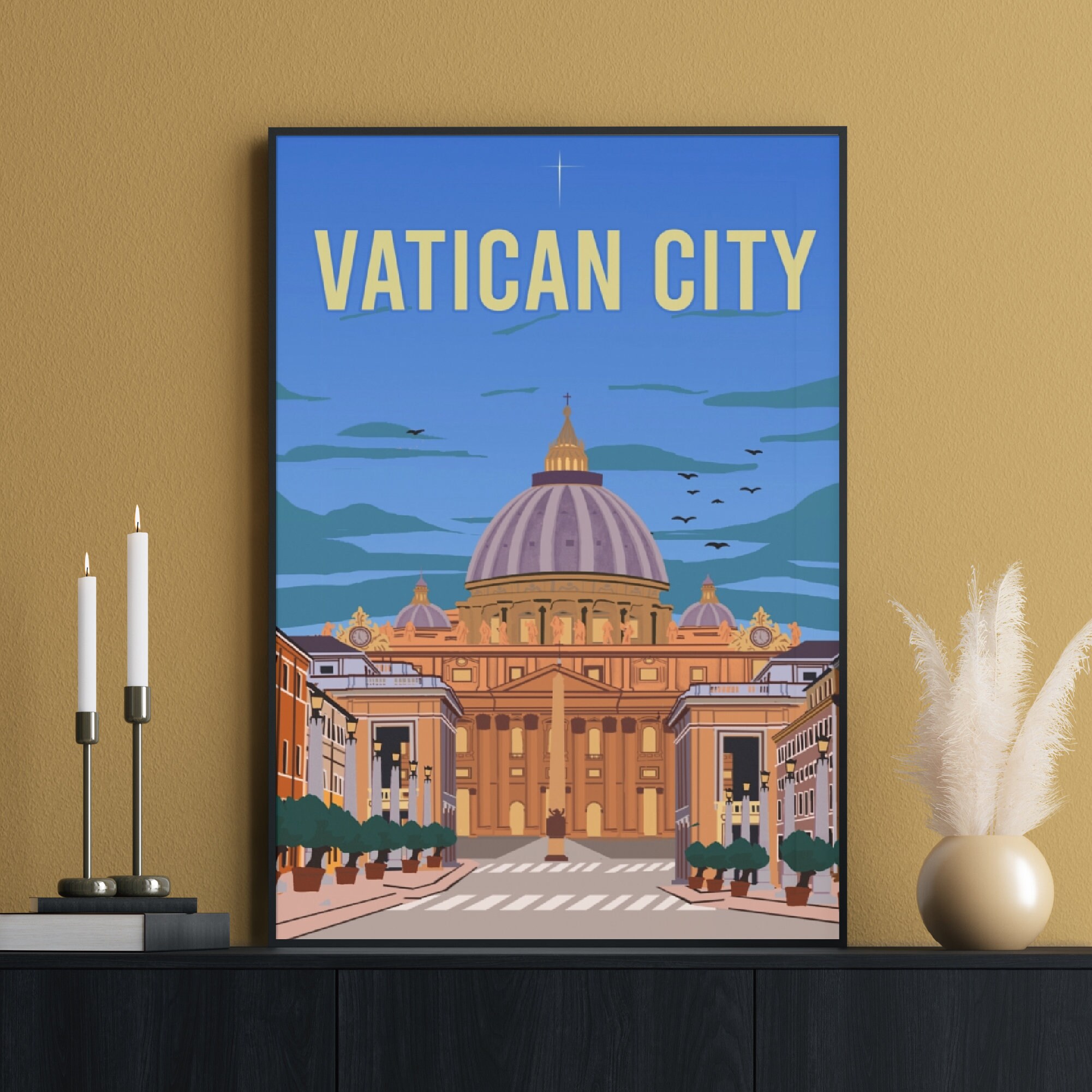 Italy Travel Post Vatican City Print Rome Wall Art Saint - Etsy