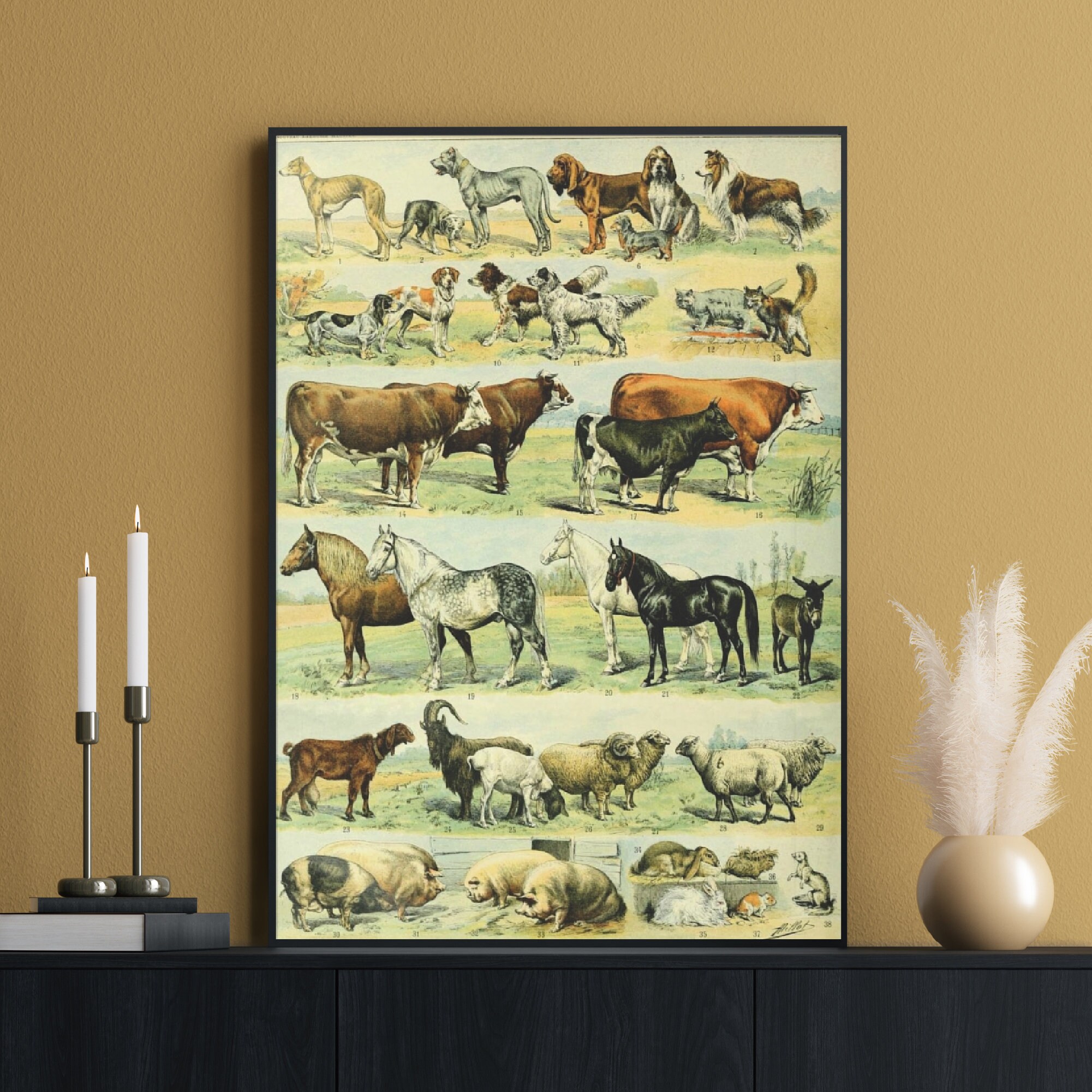 Farm Animal Print Farm Decor Adolphe Millot Farmyard Print | Etsy