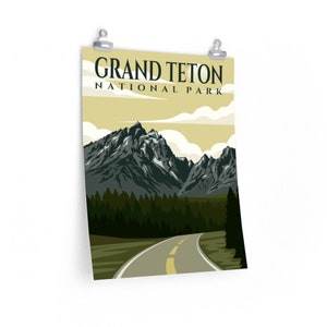 Grand Teton National Park Poster, Vintage Travel Poster, National Park ...