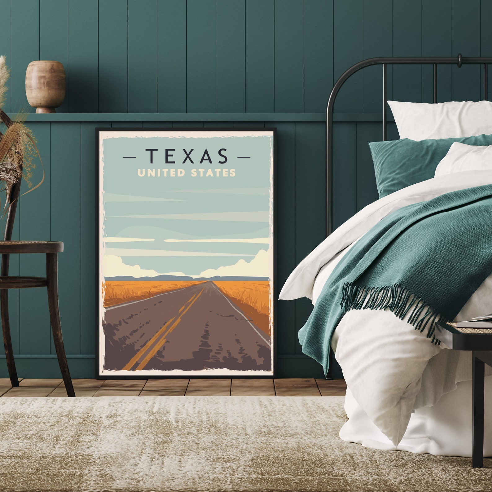 Texas Travel Poster Texas State Map Poster the Lone Star | Etsy