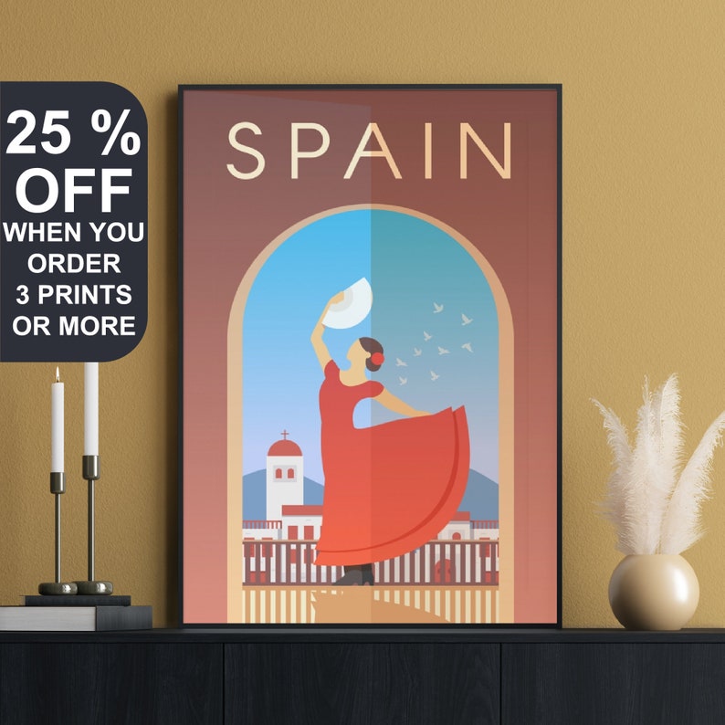 Spain Travel Poster Spanish Wall Art Barcelona Art - Etsy