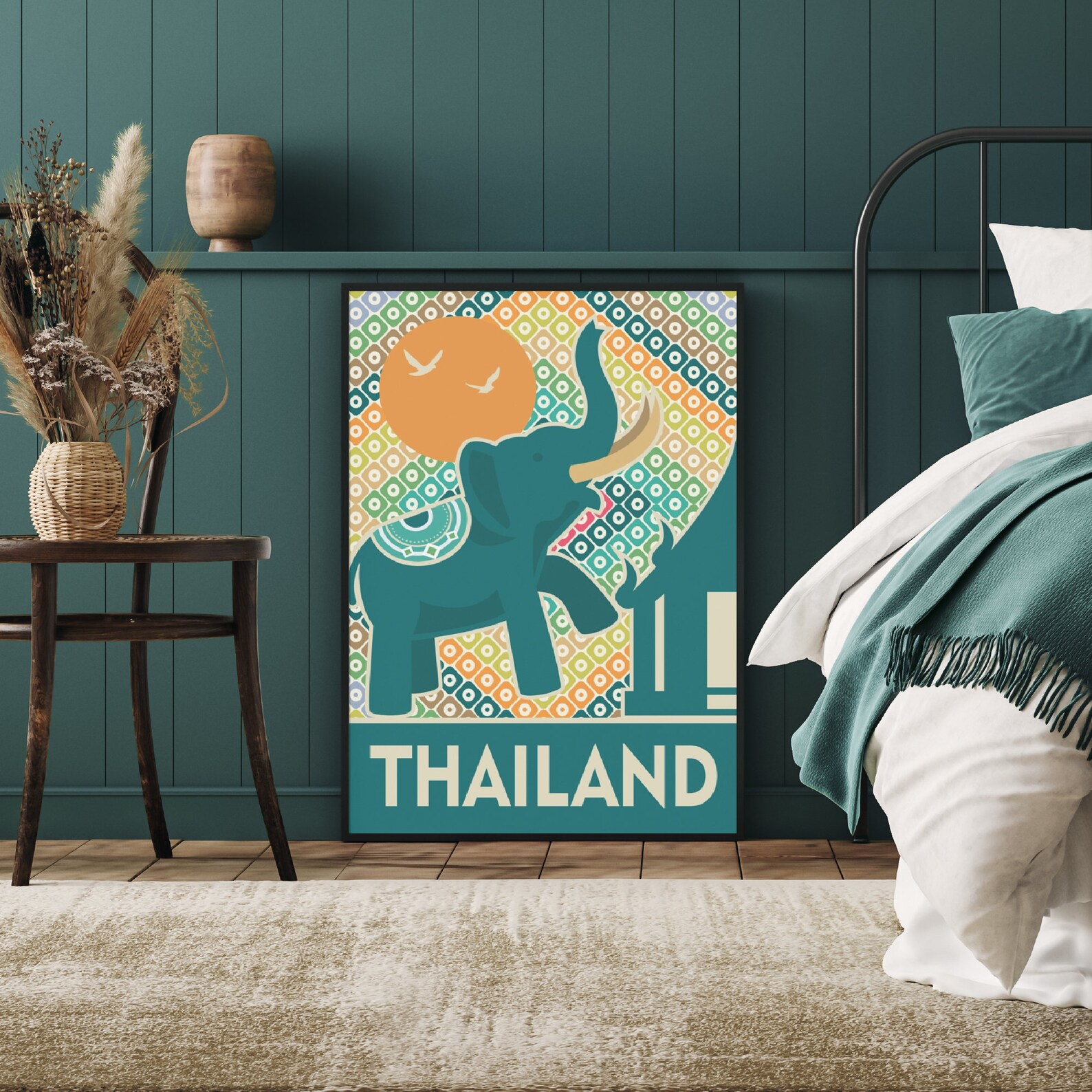 Thailand Print Thai Elephant Poster Thailand Travel Poster - Etsy